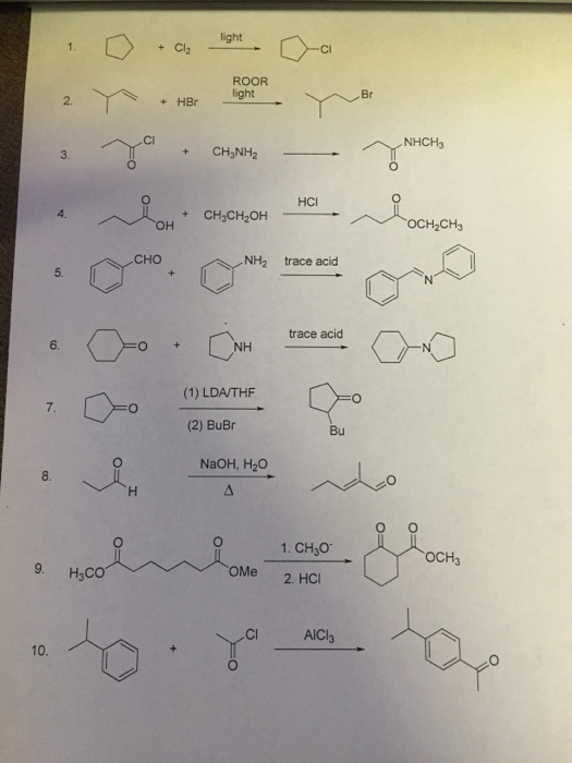 Solved ROOR HBr light Ci NHCH3 + CH3NH2 HCI + CH3CH2OH | Chegg.com
