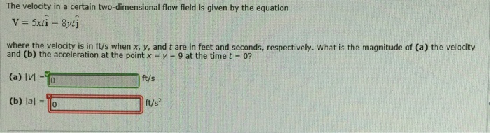 Solved The velocity in a certain two-dimensional flow field | Chegg.com