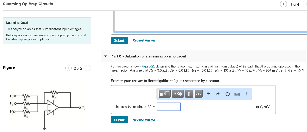 Solved Summing Op Amp Circuits 4 of 4 Learning Goal To | Chegg.com