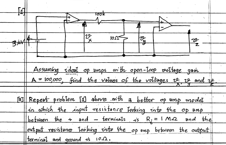 Solved Assuming ideal op amps with open-loop voltage gain A | Chegg.com