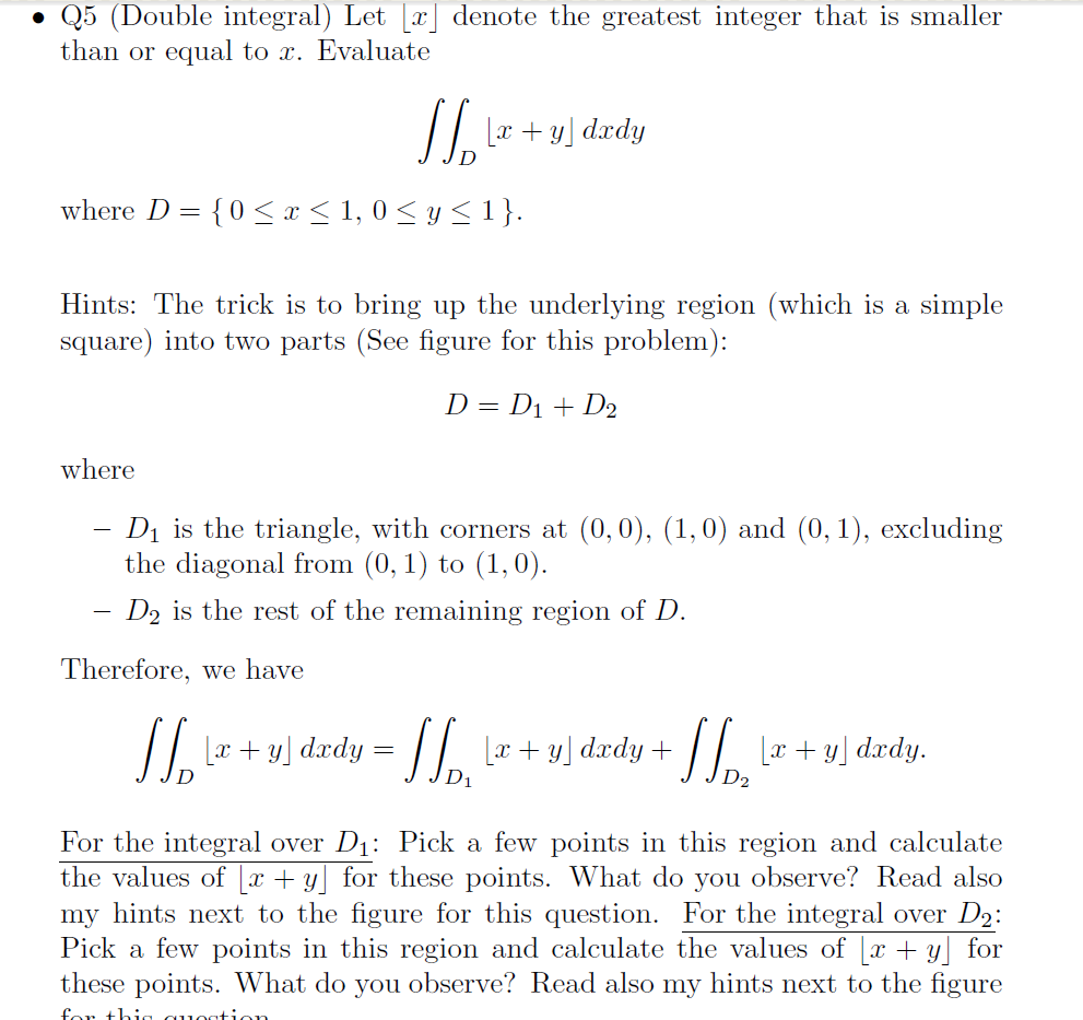 Solved Let [x] denote the greatest integer that is smaller | Chegg.com