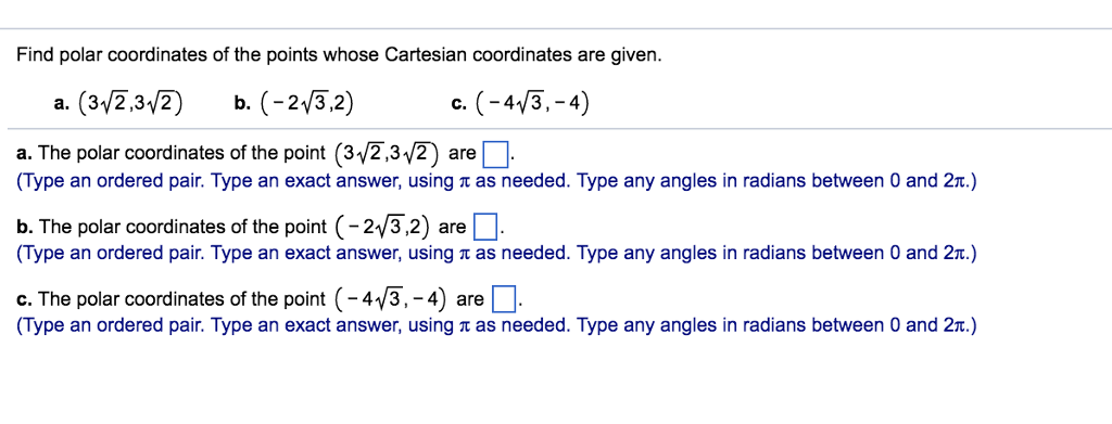 Solved Find polar coordinates of the points whose Cartesian | Chegg.com