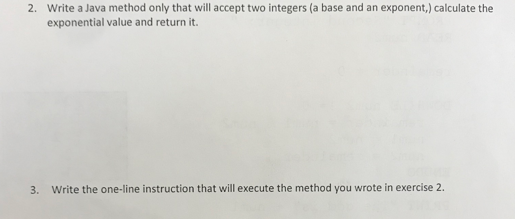 Solved Write A Java Method Only That Will Accept Two