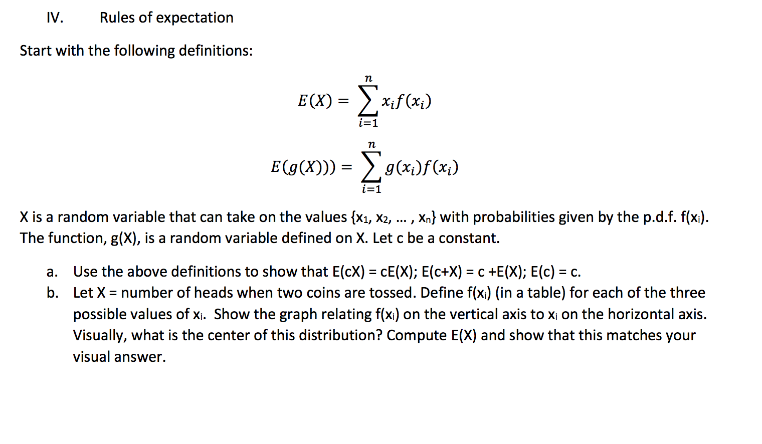 Solved Rules of expectation Start with the following | Chegg.com