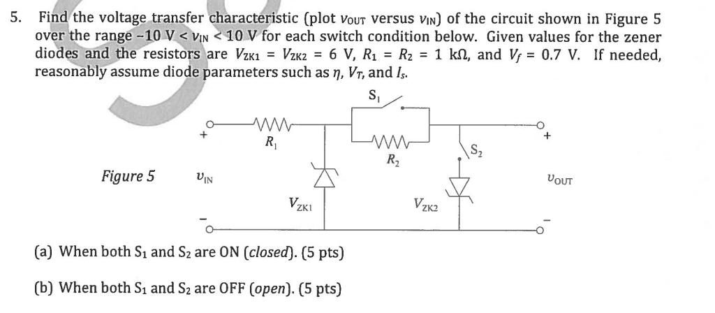 Solved 5. Find the voltage transfer characteristic (plot | Chegg.com