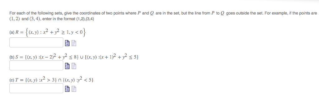 Solved For each of the following sets, give the coordinates | Chegg.com