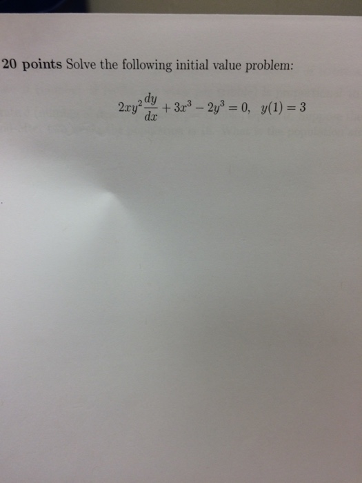 Solved Solve the following initial value problem: 2xy^2 | Chegg.com