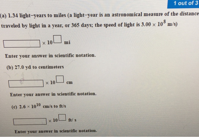 Solved 1.34 light-years to miles (a light-year is an | Chegg.com