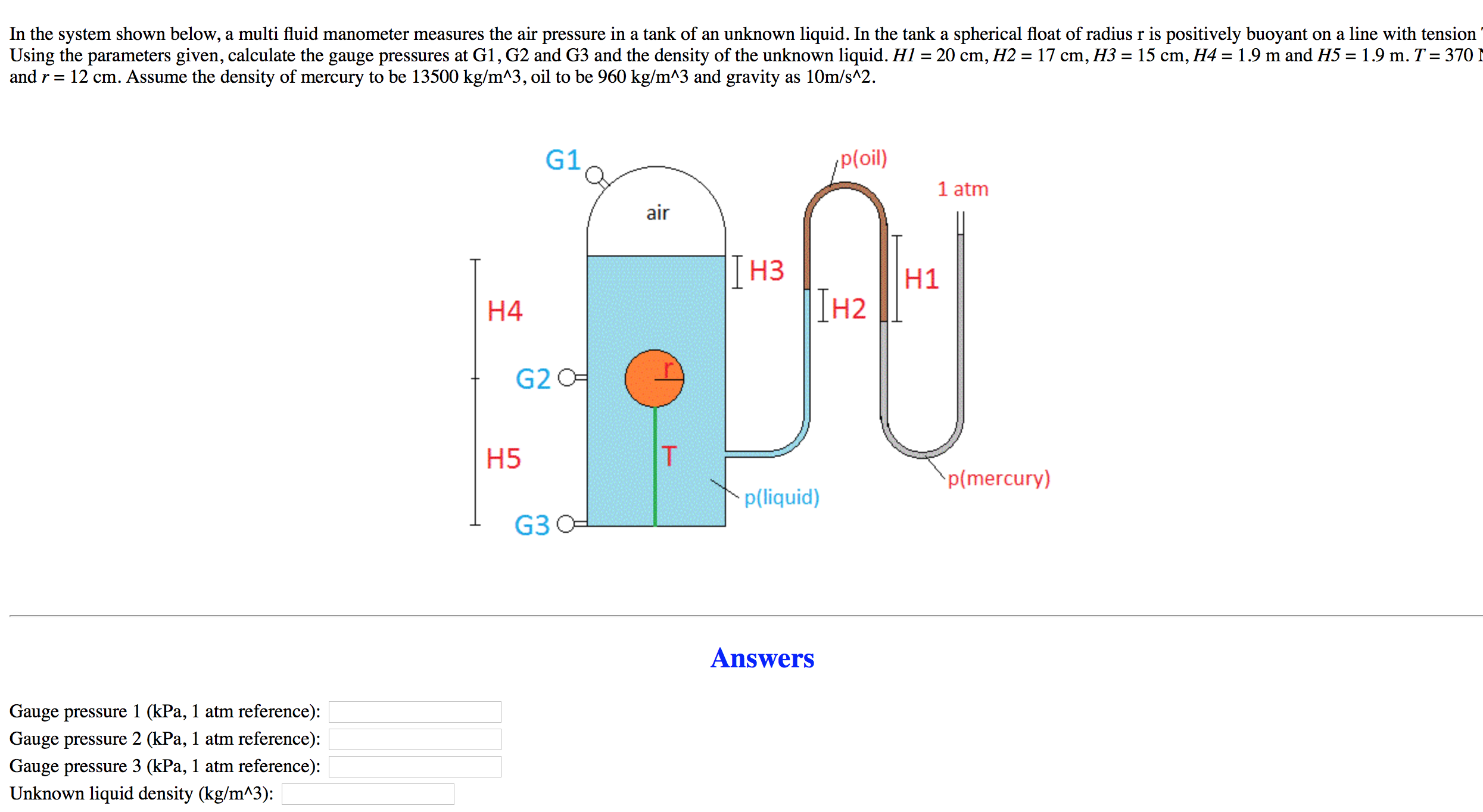 Solved In the system shown below, a multi fluid manometer | Chegg.com