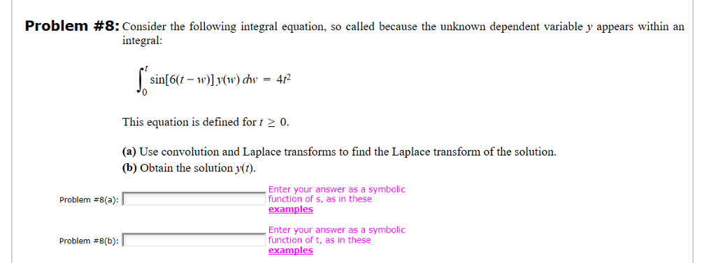 Solved Problem #8: Consider the following integral equation, | Chegg.com