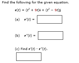 Solved Find the following for the given equation. r(t) = | Chegg.com