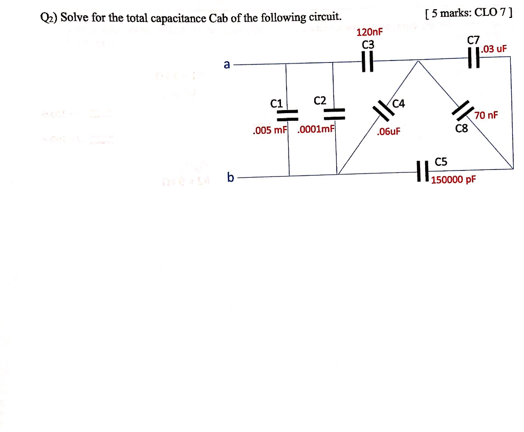 Solved Q2) Solve for the total capacitance Cab of the | Chegg.com