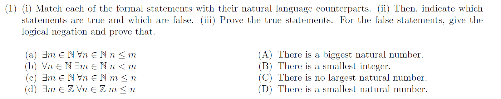 Solved Match each of the formal statements with their | Chegg.com