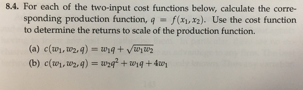 Solved For each of the two-input cost functions below, | Chegg.com