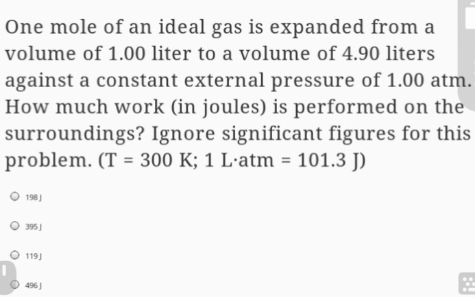 Solved One mole of an ideal gas is expanded from a volume of | Chegg.com