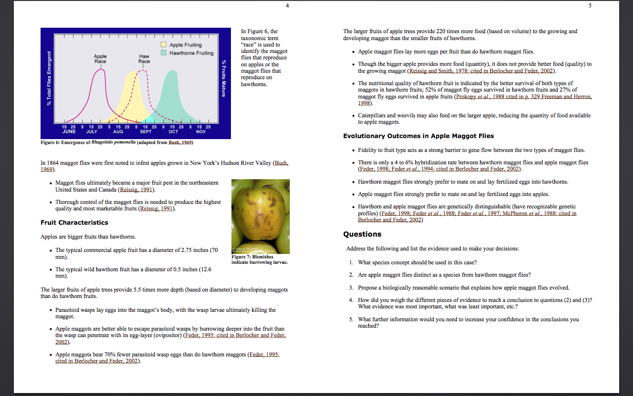 Solved As the Worm Turns: Speciation and the Apple Maggot | Chegg.com