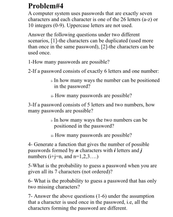 Solved A computer system uses passwords that are exactly | Chegg.com