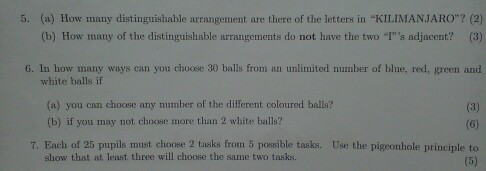 Solved (a) How many distinguishable arrangement are there of | Chegg.com