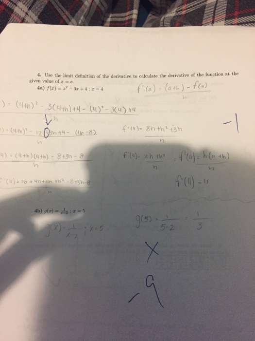 Solved Use the limit definition of the derivative to | Chegg.com