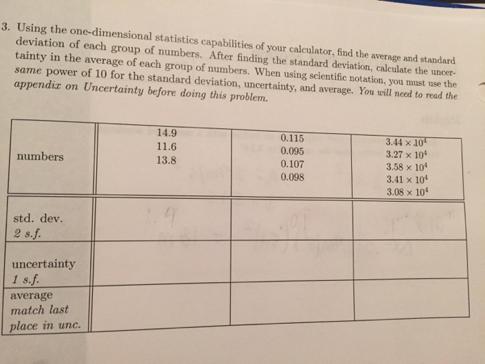 Solved Using the one-dimensional statistics capabilities of | Chegg.com