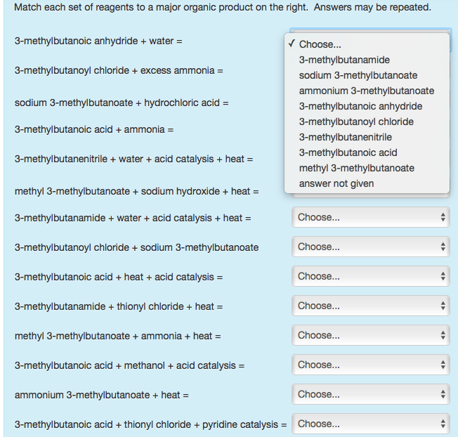 Solved Match each set of reagents to a major organic product | Chegg.com