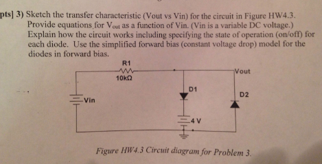 Solved Sketch the transfer characteristic ( Vout vs Vin) for | Chegg.com