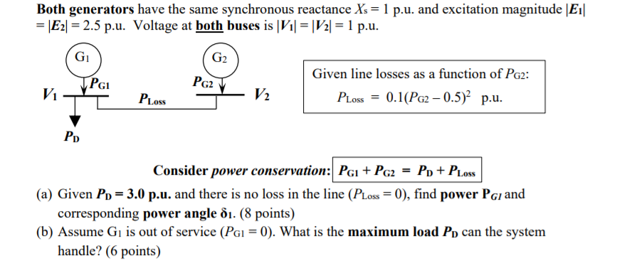 Solved Both generators have the same synchronous reactance X | Chegg.com