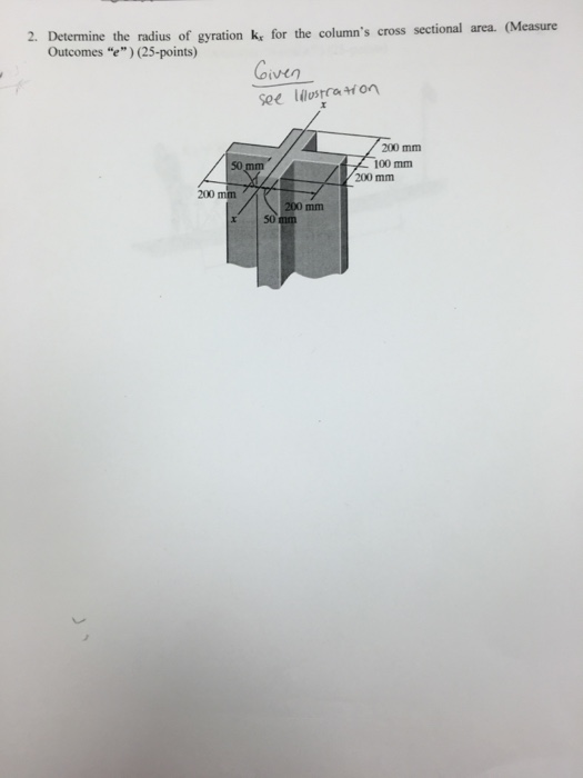 Solved Determine the radius of gyration k_x for the column's | Chegg.com
