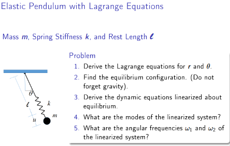 Solved Elastic Pendulum with Lagrange Equations Mass m. | Chegg.com