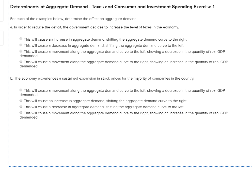Solved Determinants of Aggregate Demand - Taxes and Consumer | Chegg.com