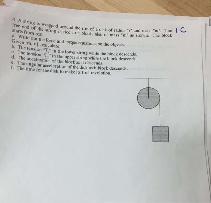 Solved A string is wrapped around the rim of a disk of | Chegg.com