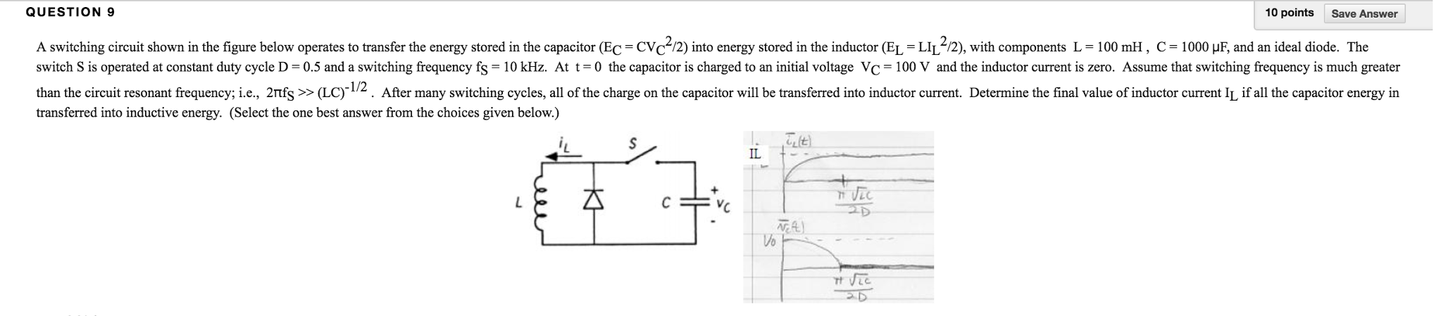Solved A switching circuit shown in the figure below | Chegg.com
