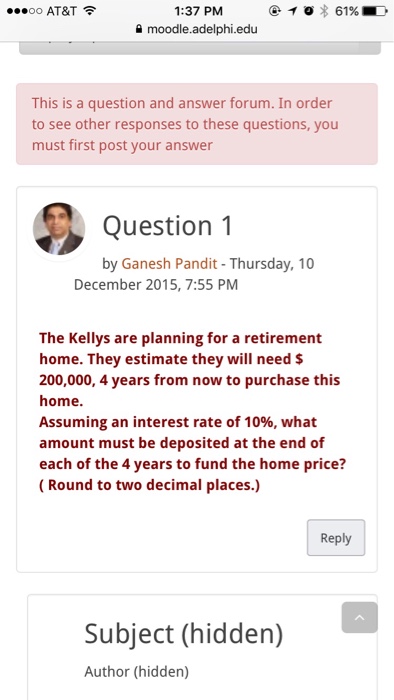 Solved 1:37 PM 슐 moodle.adelphi.edu oo AT&T令 This is a | Chegg.com