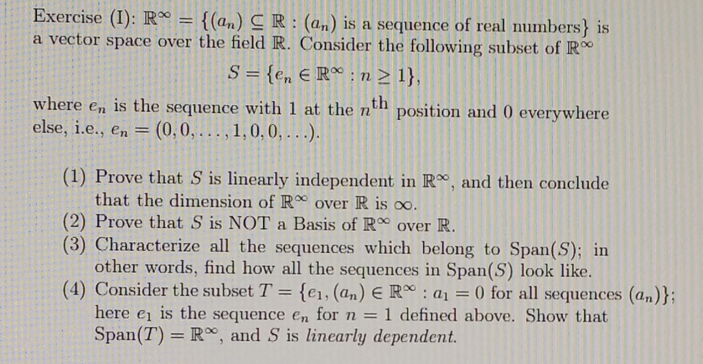 Solved R^infinity = {(a_n) subset R : (a_n) is a sequence of | Chegg.com