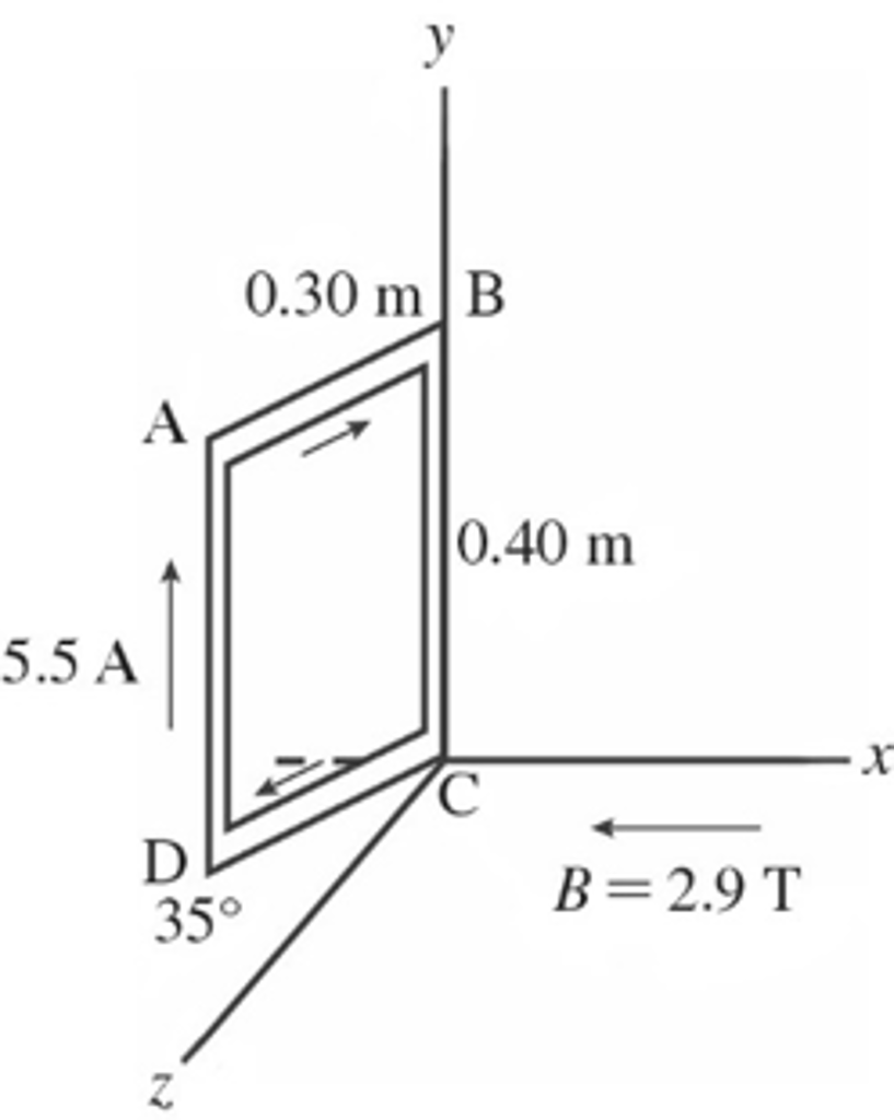 Solved A rigid rectangular loop, measuring 0.30 m by 0.40 m, | Chegg.com