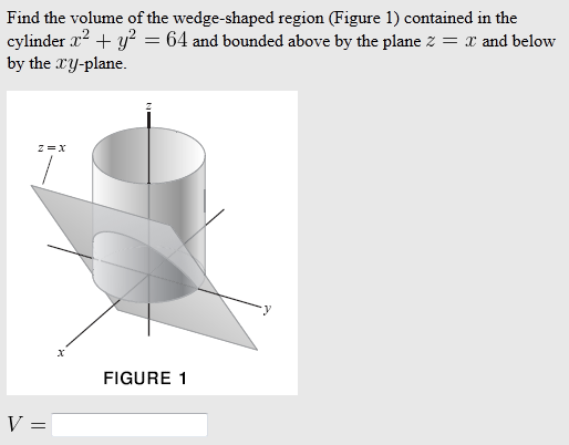 Solved Find the volume of the wedge-shaped region (Figure 1) | Chegg.com