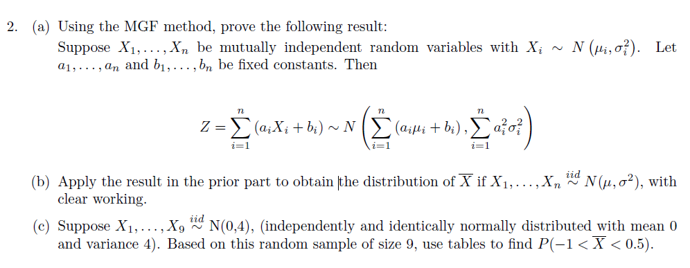 Solved Using the MGF method, prove the following result: | Chegg.com