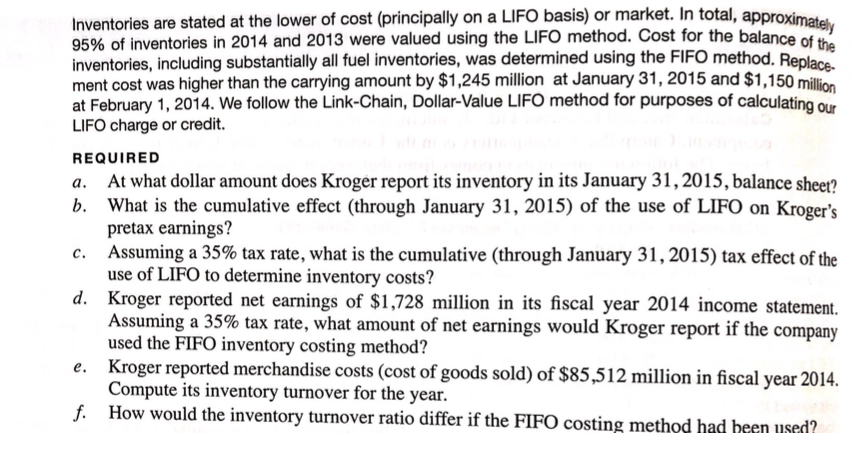 Solved Analyzing Inventory Disclosure Comparing LIFO and | Chegg.com