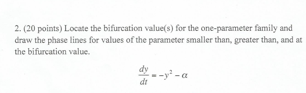 Solved Locate the bifurcation value(s) for the one-parameter | Chegg.com
