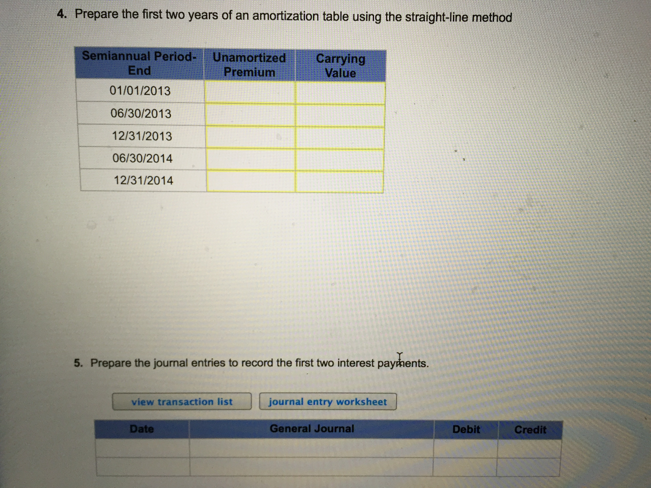 Solved Prepare the first two years of an amortization table | Chegg.com