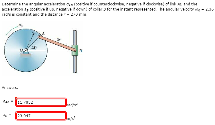 Determine the angular#N#acceleration ?AB (positive | Chegg.com