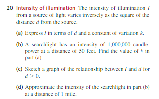 Solved Intensity of illumination The intensity of | Chegg.com