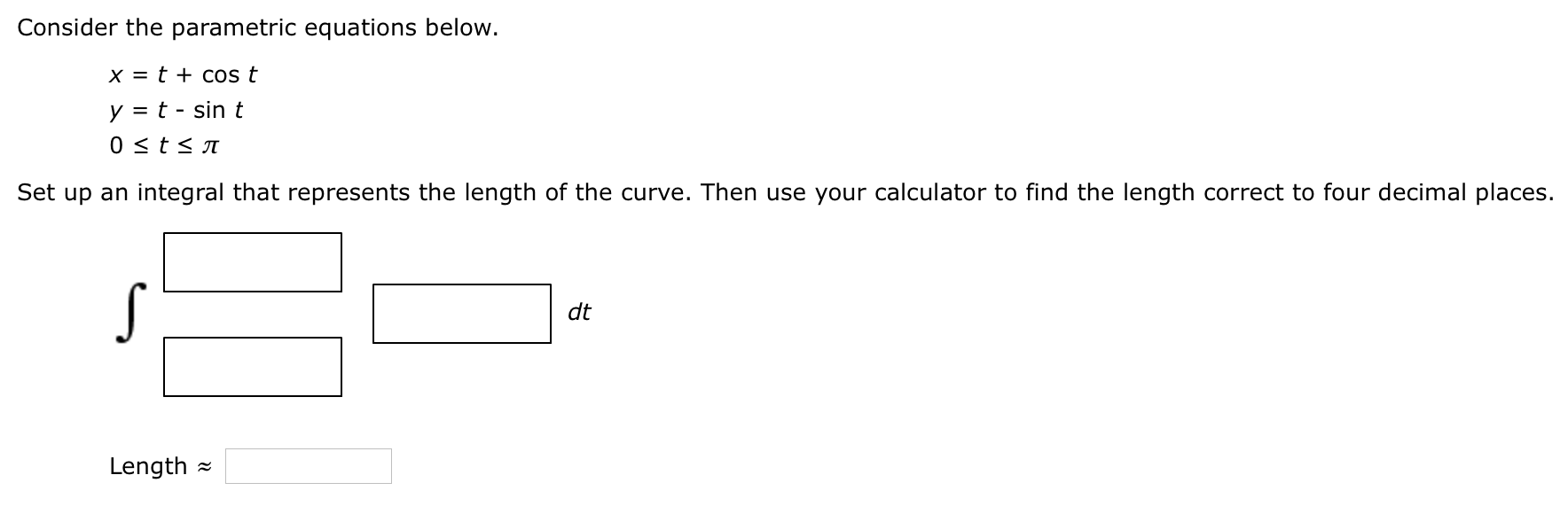 Solved Consider the parametric equations below. x= t+cost y= | Chegg.com