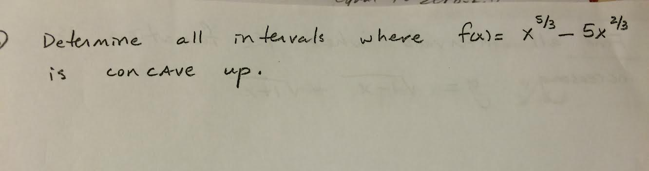 Solved Determine all intervals where f(x) = x^5/3 - 5x^2/3 | Chegg.com