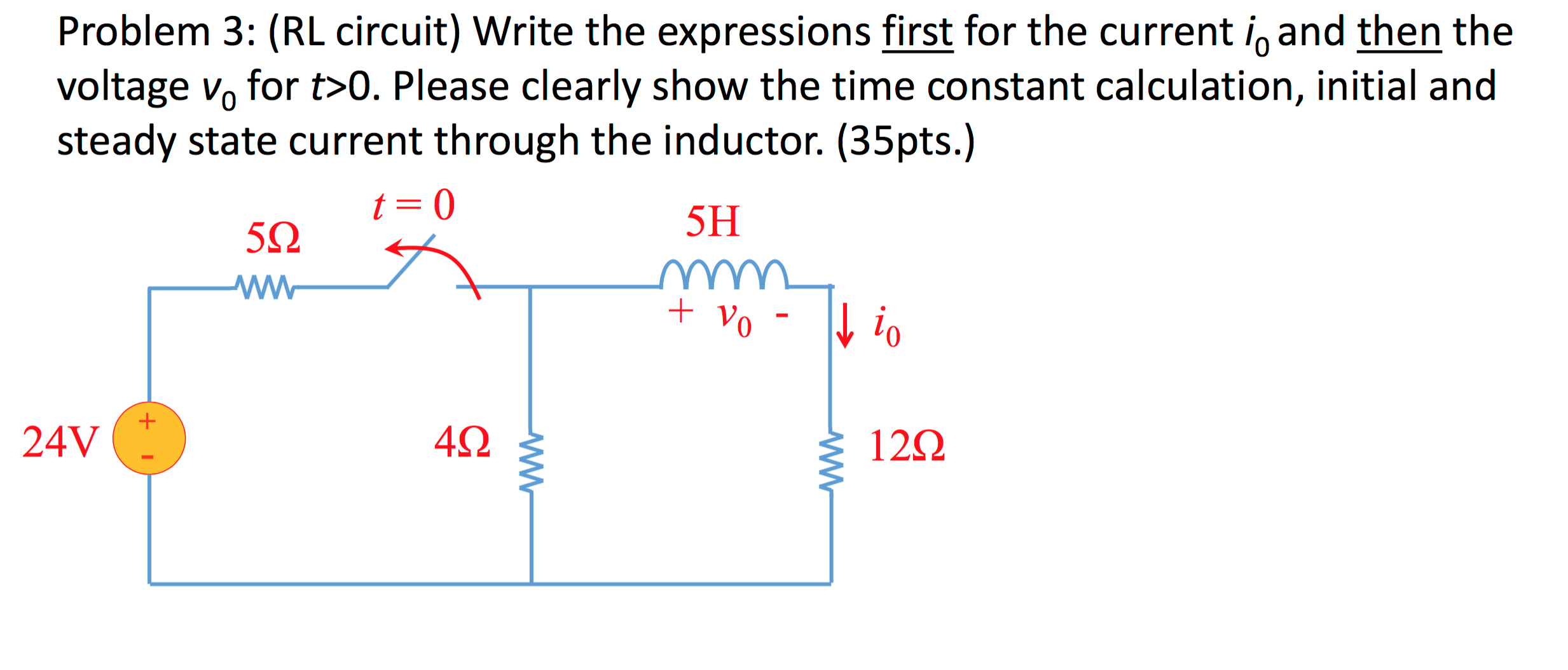 Solved Write the expressions first for the current i_0 and | Chegg.com