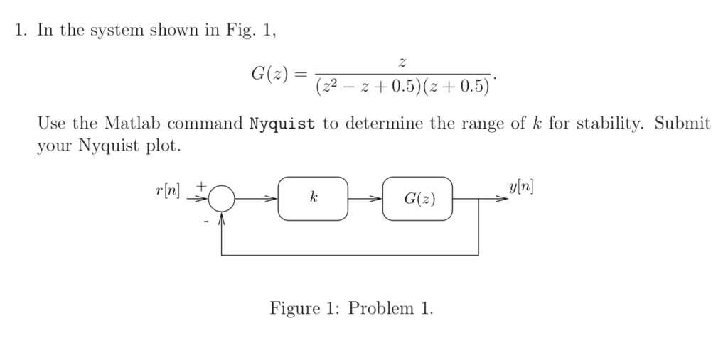 Solved 1. In the system shown in Fig. 1, G(e) 22 0.5) (2 | Chegg.com