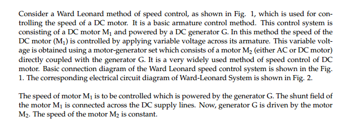 Solved Consider a Ward Leonard method of speed control, as | Chegg.com