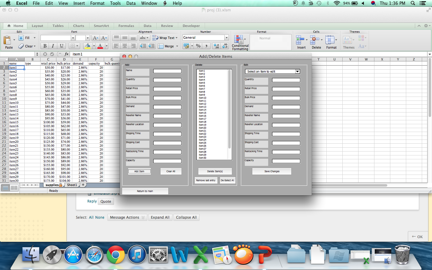 I have to program to wrok this [editing] menu for VBA | Chegg.com