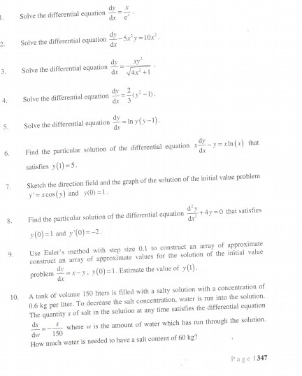 Solved dy x dx e Solve the differential equation Solve the | Chegg.com