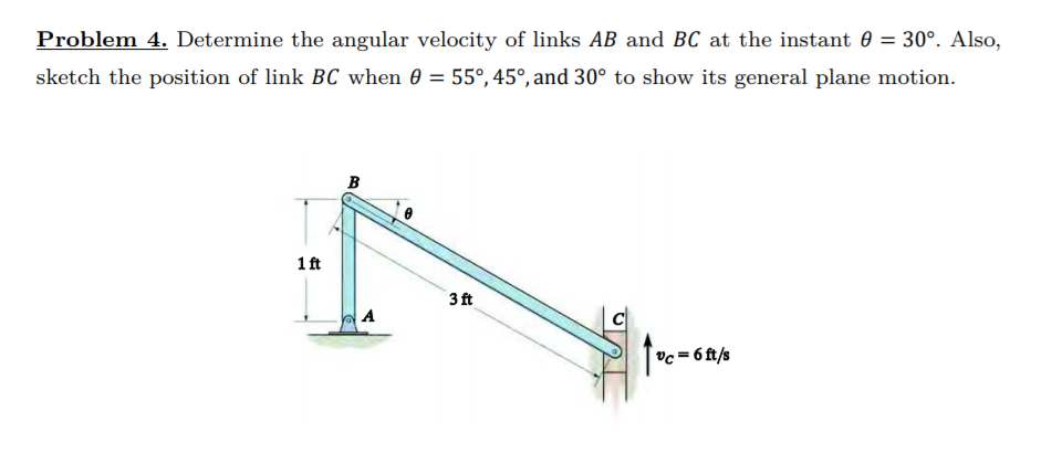 Solved the angular velocity of links AB and BC at the | Chegg.com